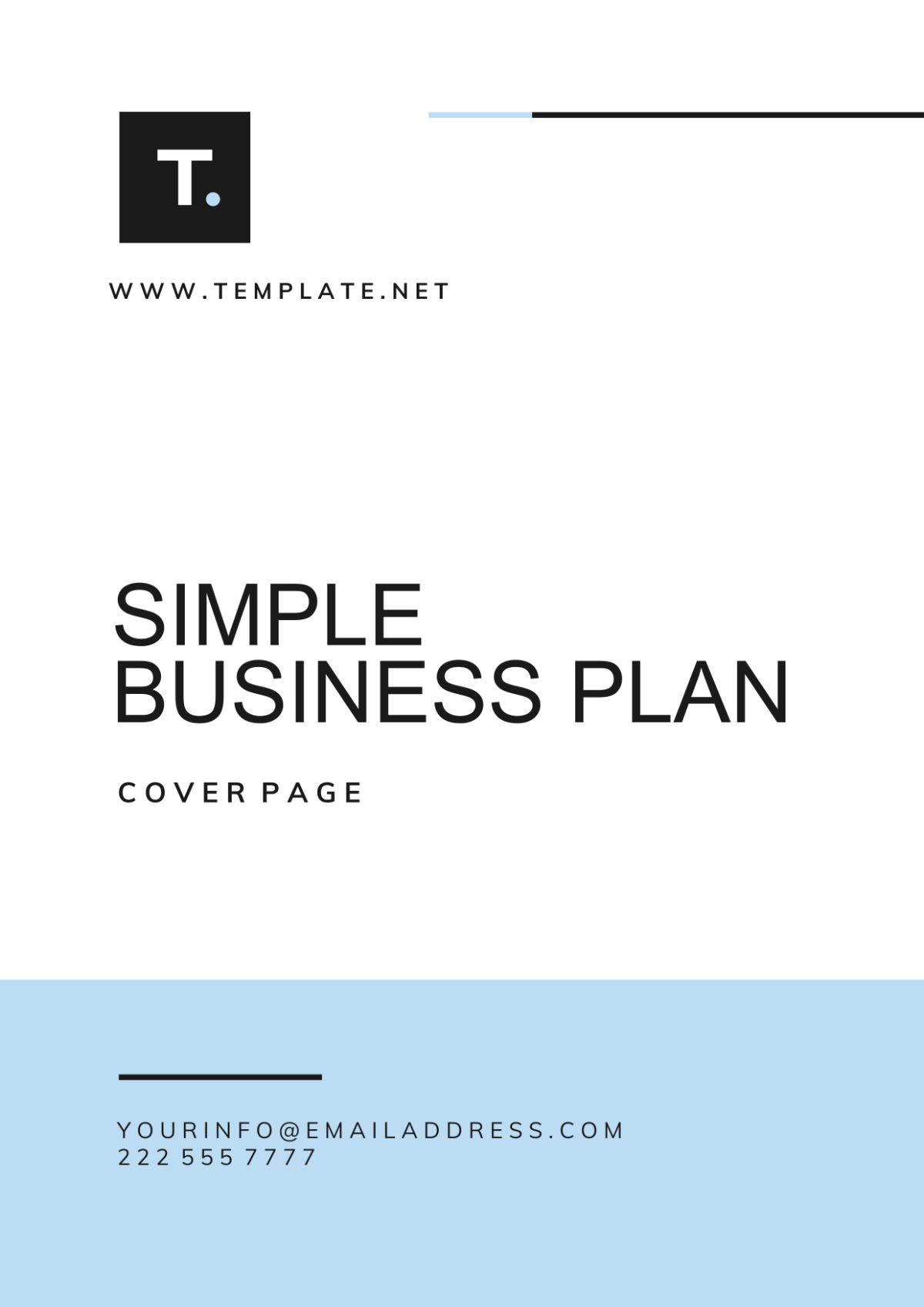 Simple Business Plan Cover Page Template - Edit Online & Download ...