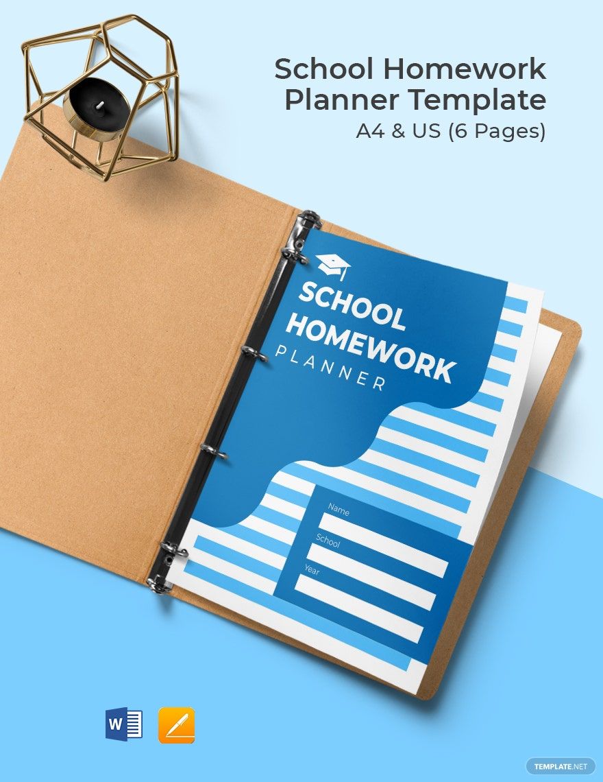 School Homework Planner Template Google Docs Word Apple Pages PDF 