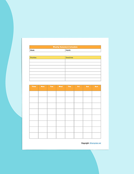Free Printable Homework Planner Template - Word, Apple Pages | Template.net