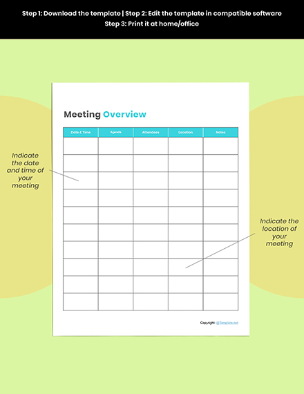 Free Editable Meeting Planner Template - Word, Apple Pages | Template.net