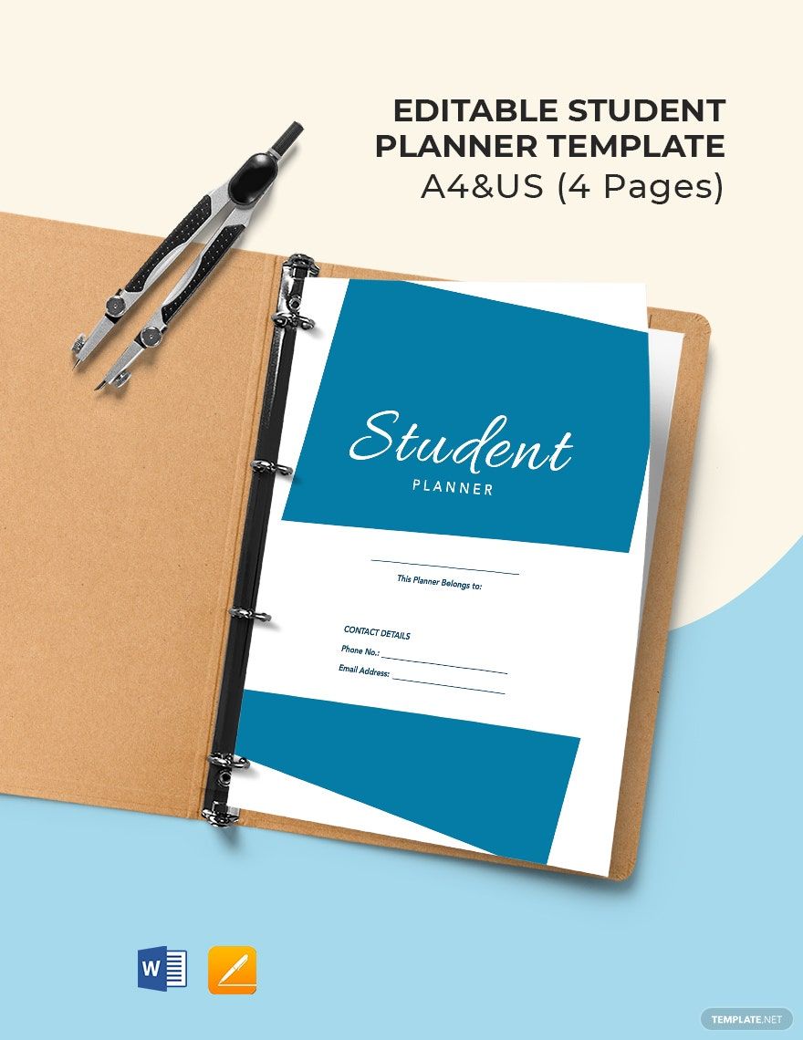 Student Project Planner Template Google Docs Word Apple Pages 
