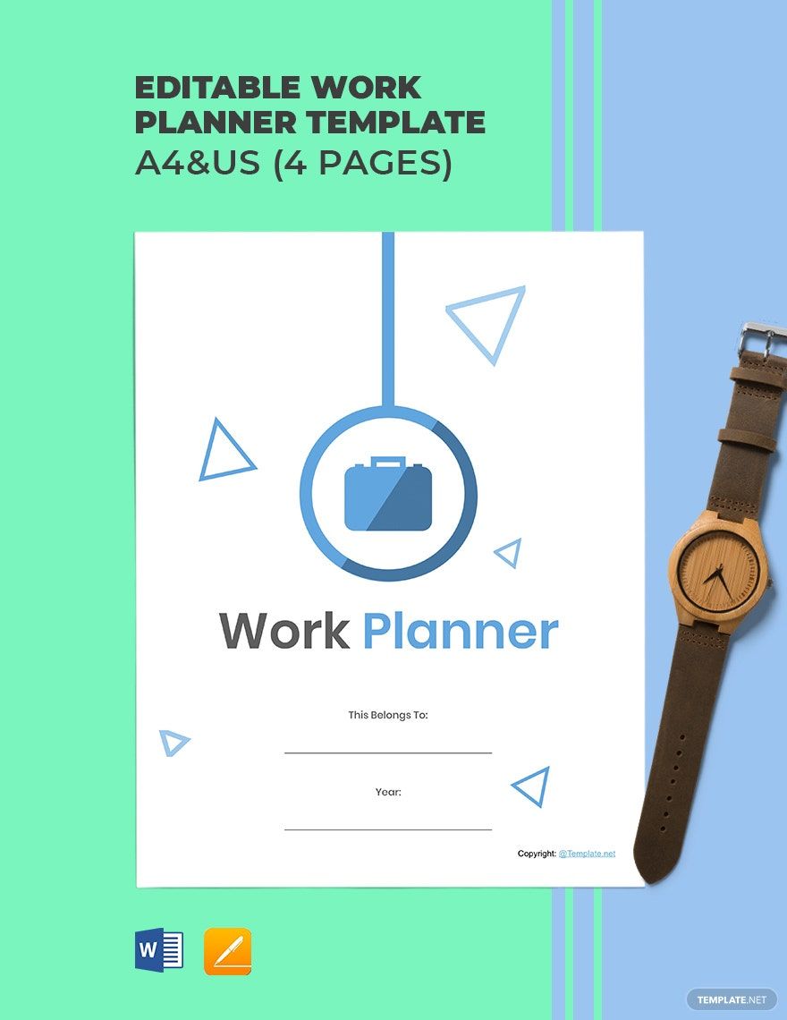 Free Editable Work Planner Template Word Apple Pages Template