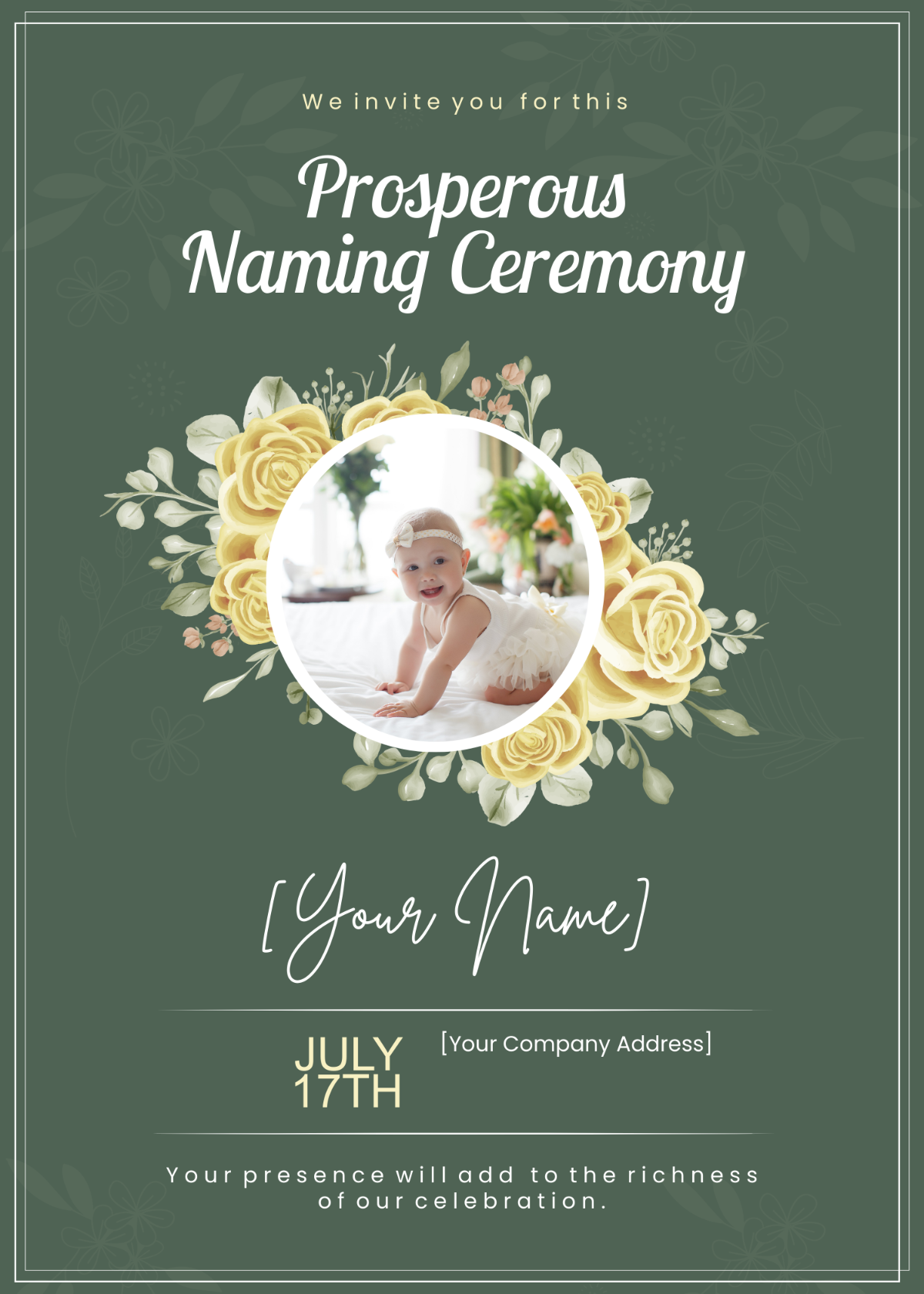 Prosperous Baby Naming Ceremony Invitation Template - Edit Online ...