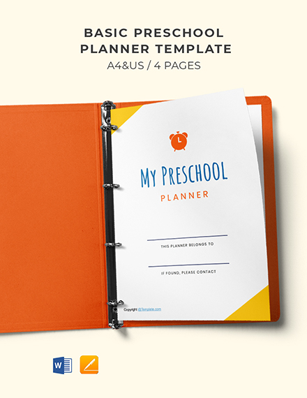 Free Sample Preschool Planner Template - Word, Apple Pages | Template.net