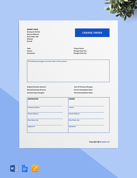 FREE Change Order Log Template - PDF | Word (DOC) | Excel | Apple (MAC ...