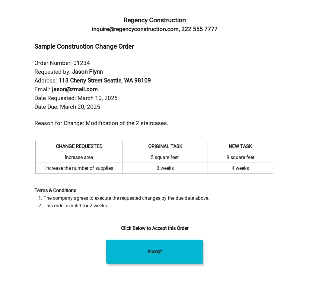 FREE Change Order Log Template - PDF | Word (DOC) | Excel | Apple (MAC ...