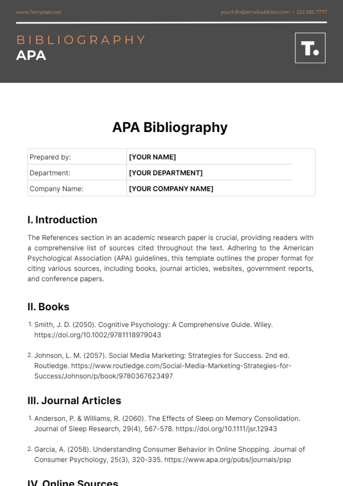 Free APA Bibliography Template - Edit Online & Download | Template.net