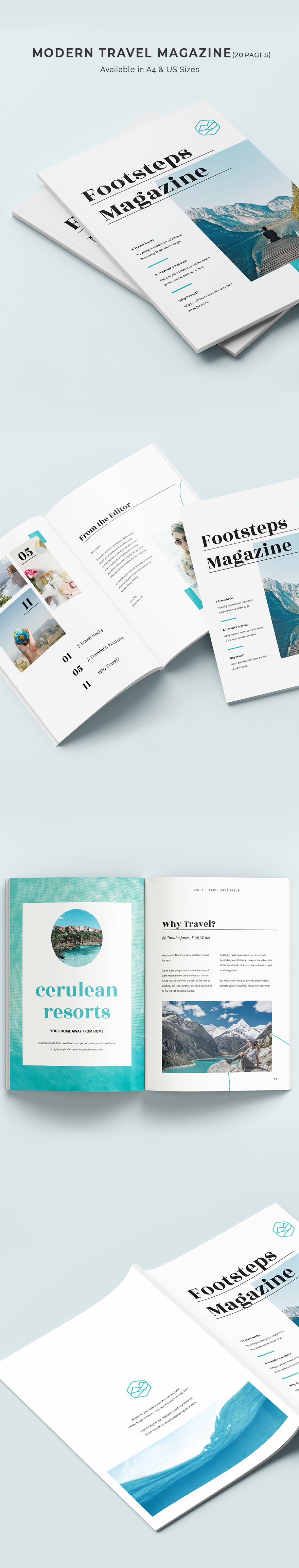 Modern School Magazine Template - InDesign, Word, Apple Pages ...