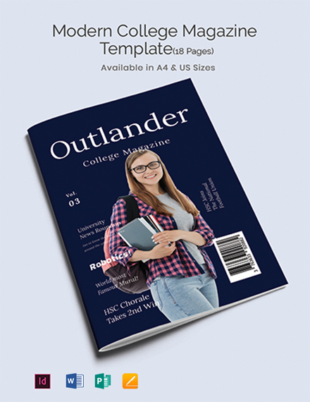 Printable College Magazine Template - Word | InDesign | Apple Pages ...