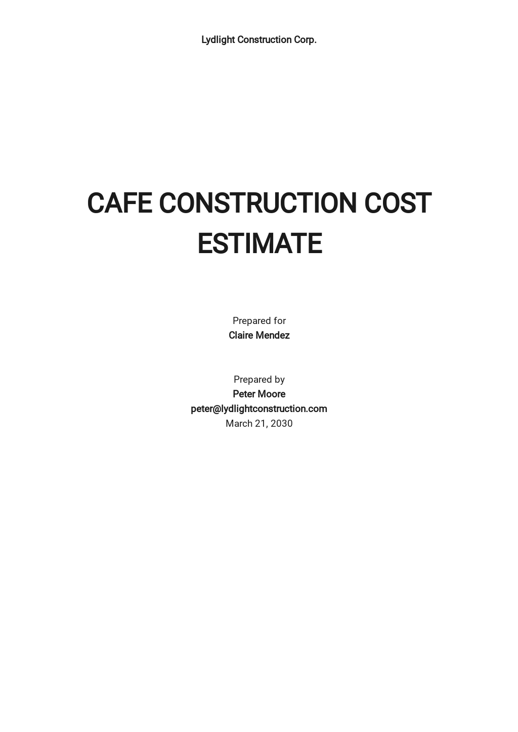 FREE Construction Estimate Templates in PDF | Template.net