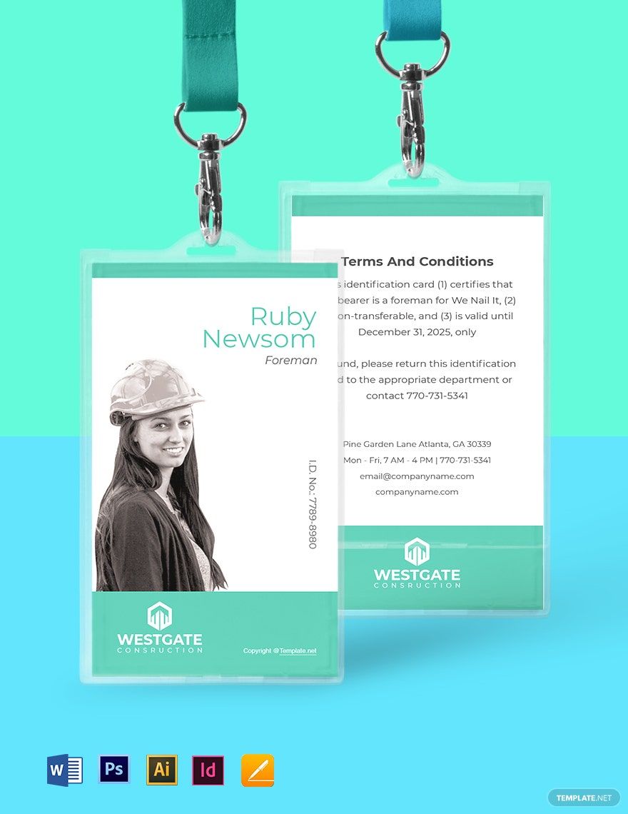 Free Editable Construction ID Card Template - Google Docs, Illustrator ...