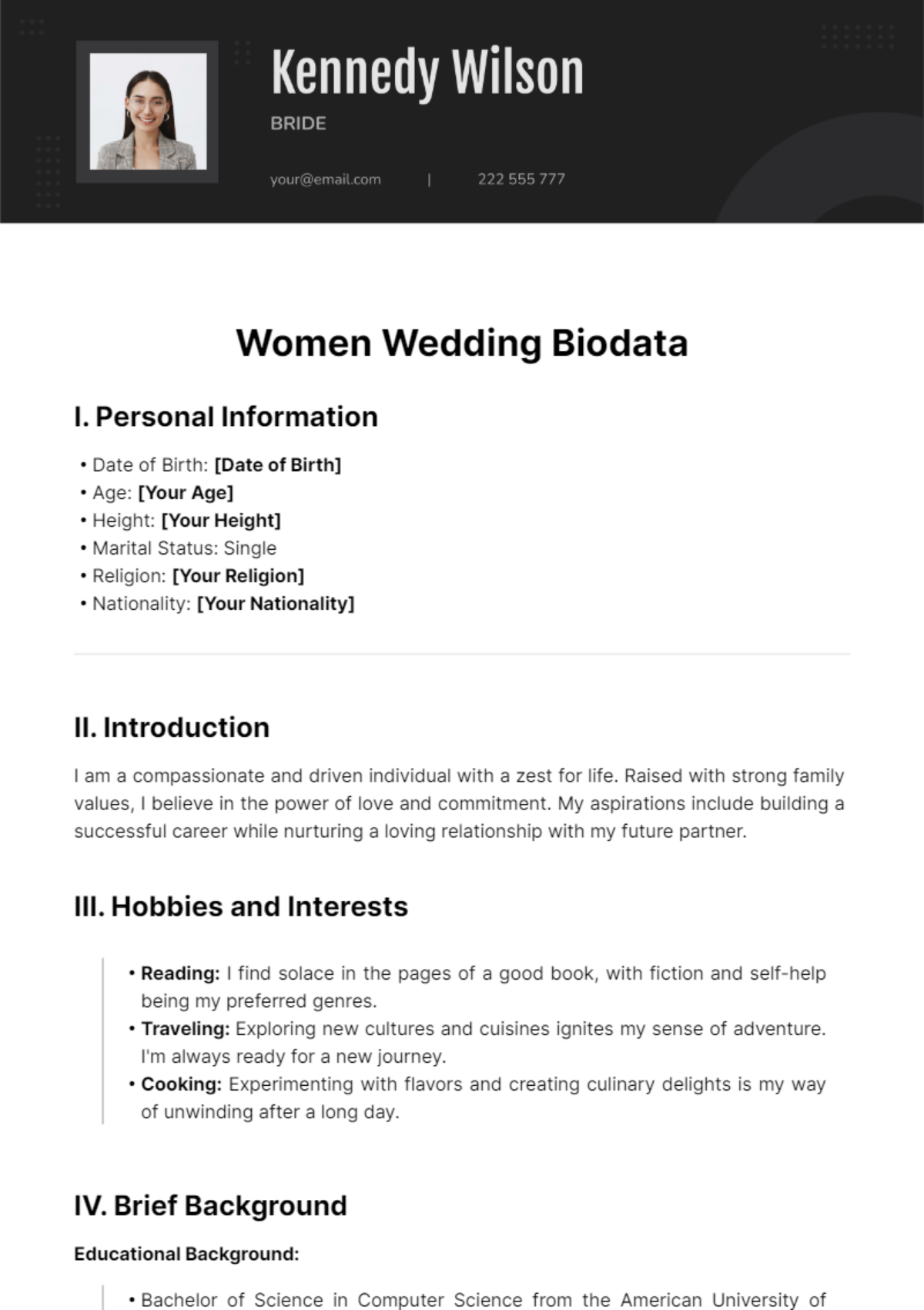 FREE Biodata Templates & Examples - Edit Online & Download | Template.net