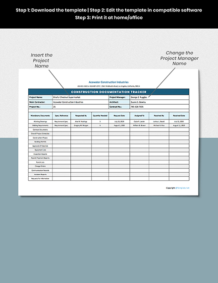 Free Sample Construction Tracking Template - Google Sheets, Excel, Word ...