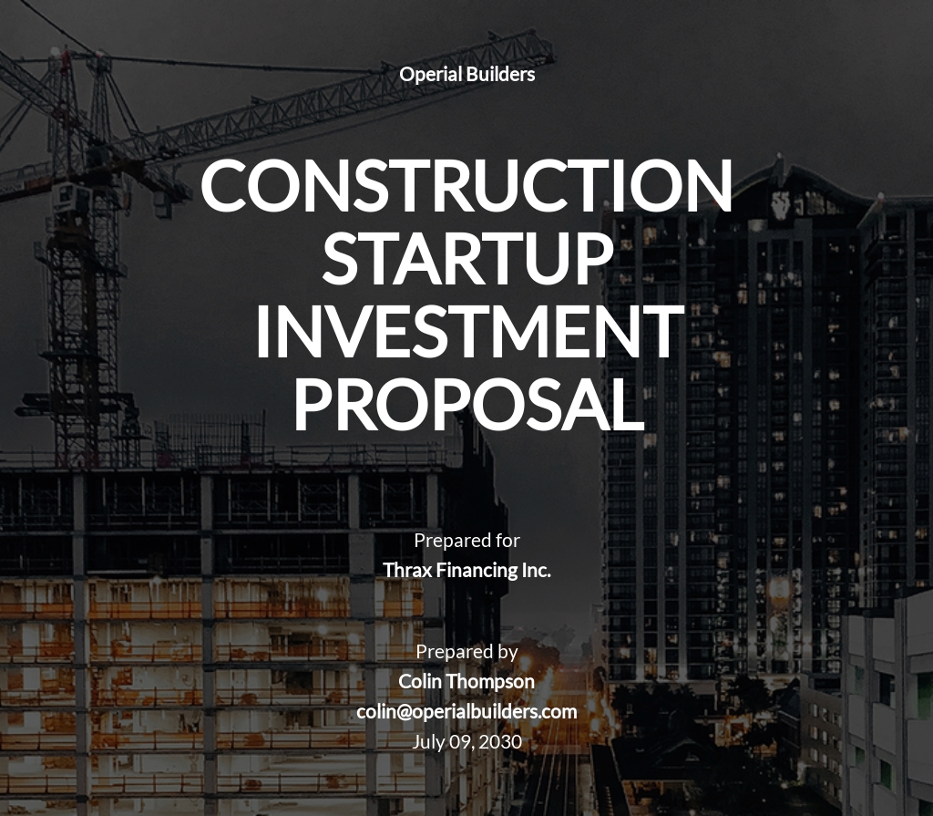 Simple Construction Investment Proposal Template - Google Docs, Word ...
