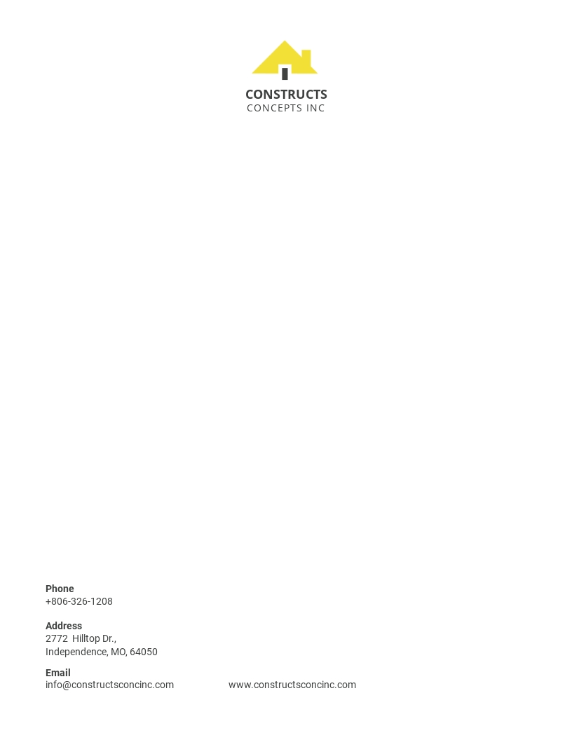 Construction Company Letterhead Template