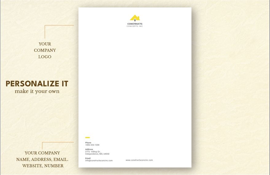 Basic Construction Letterhead Template - Download in Word, PDF ...