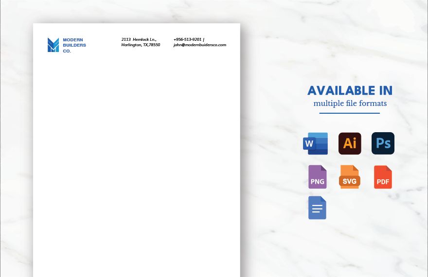 Simple Construction Letterhead Template - Download in Word, PDF ...