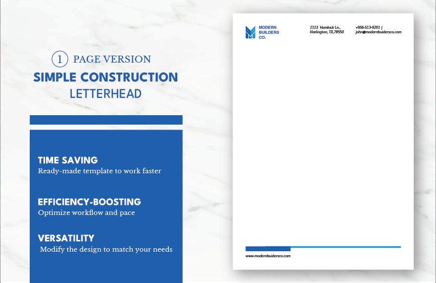 Simple Construction Letterhead Template - Download in Word, PDF ...
