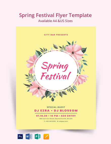 Free Spring Festival Flyer Template - Download in Word, Illustrator ...