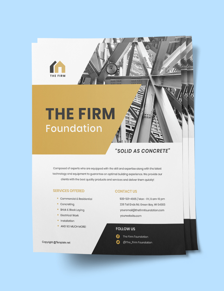 Printable Construction Flyer Template Illustrator InDesign Word 