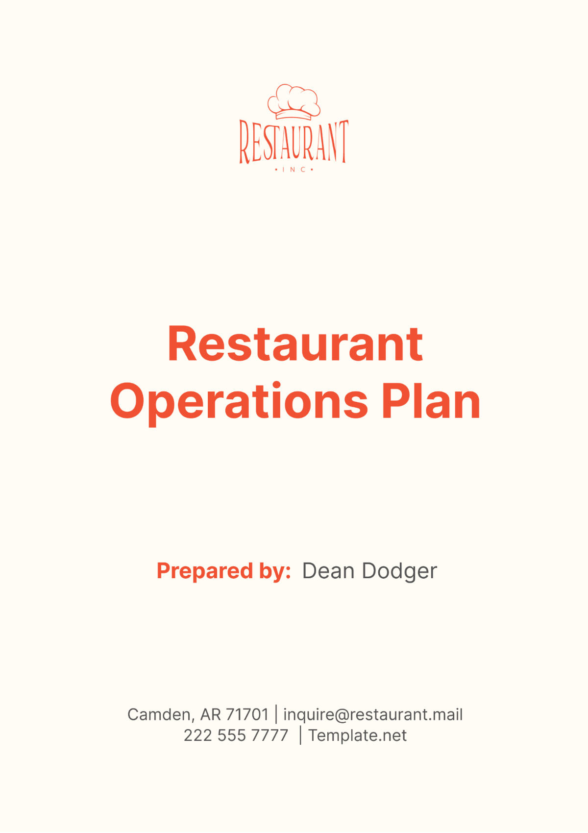 Restaurant Operations Plan Template - Edit Online & Download Example ...