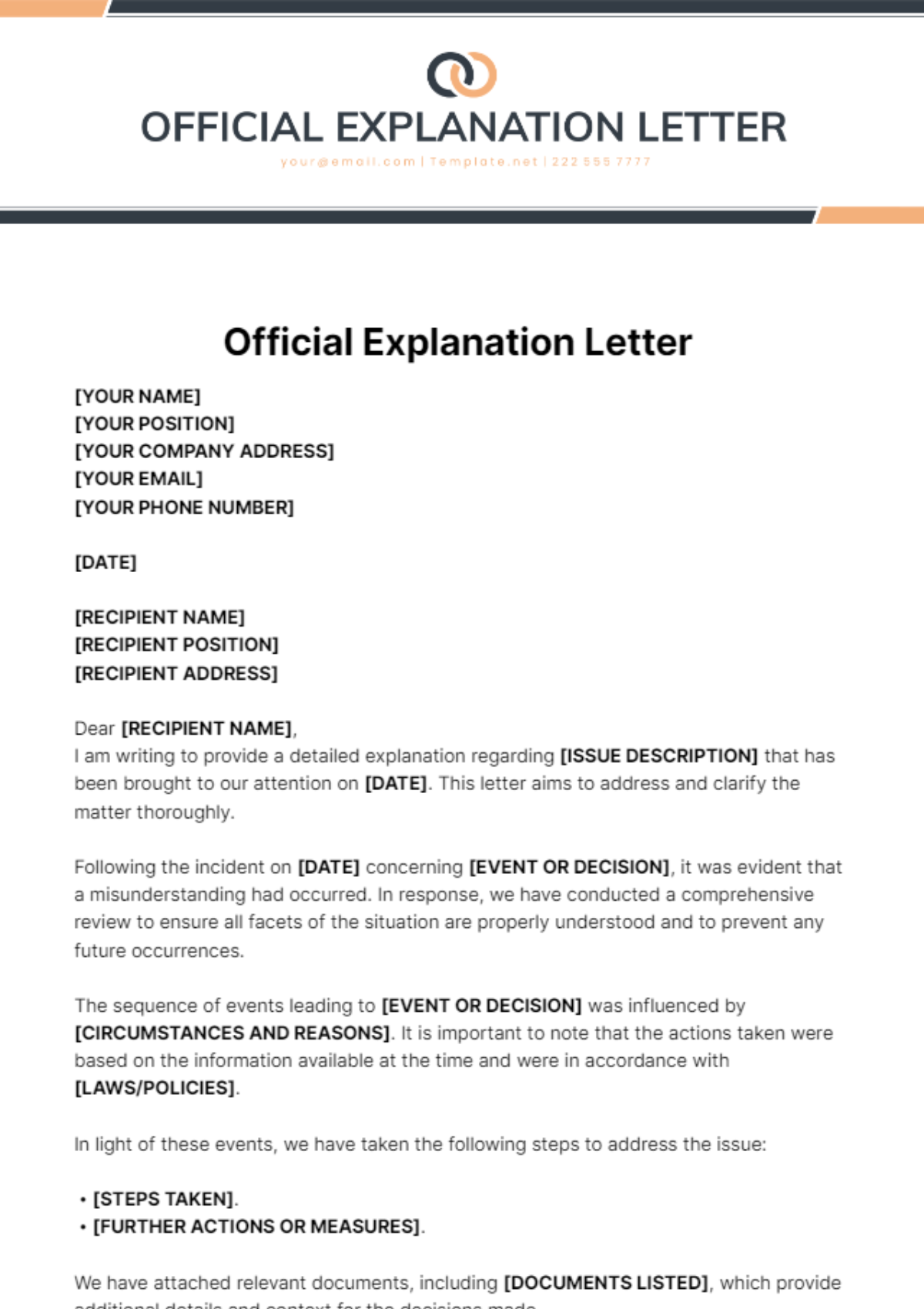 Official Explanation Letter Template - Edit Online & Download Example ...