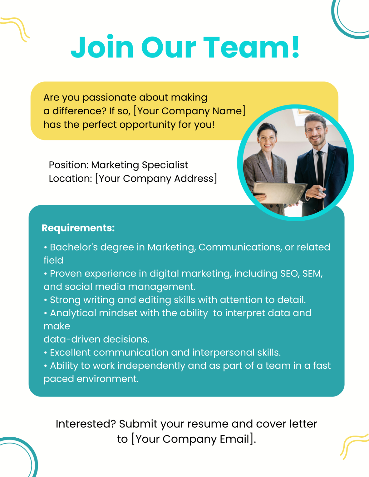 Job Advertisement Flyer Template - Edit Online & Download Example ...