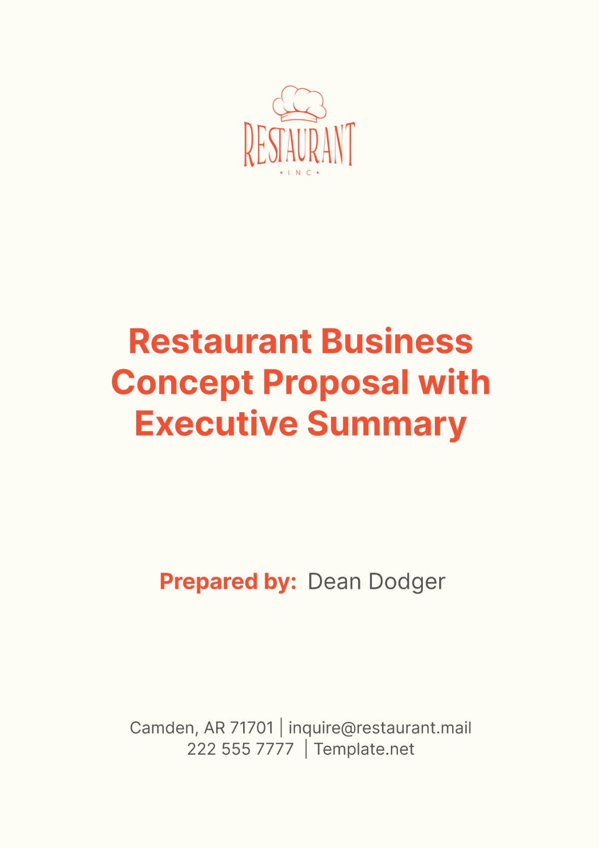 Restaurant Business Concept Proposal with Executive Summary Templates ...