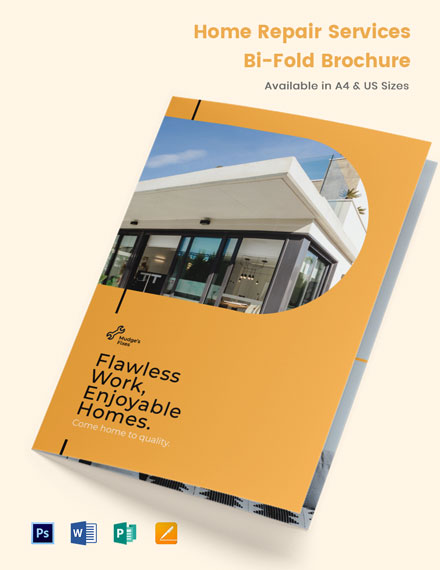Home Repair Services Bi-Fold Brochure Template