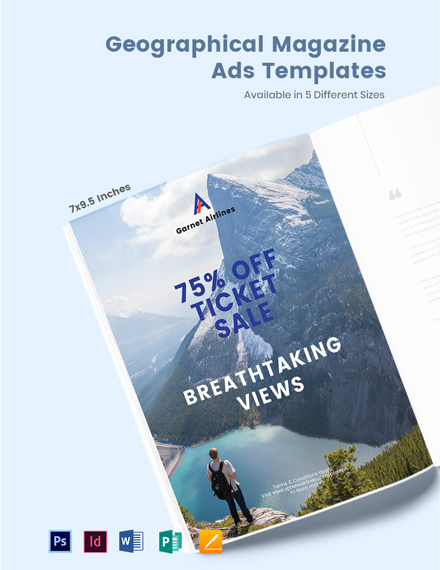 Geographical Magazine Ads Template - InDesign, Word, Apple Pages, PSD ...