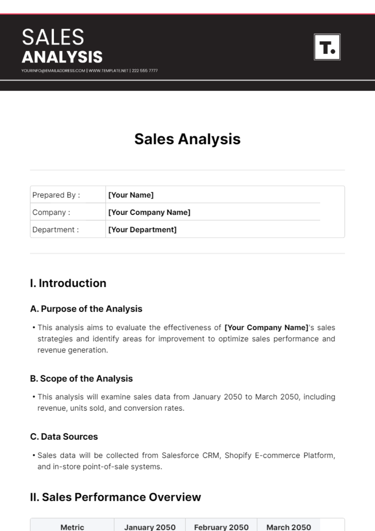 Sales Analysis Template - Edit Online & Download Example | Template.net