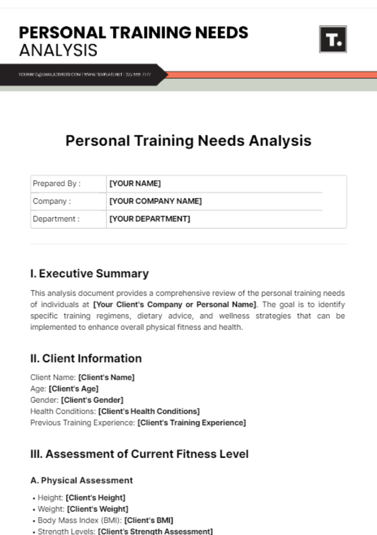 Free Training Need Analysis Templates Editable And Printable Free Training Need Analysis Templates Editable And Printable