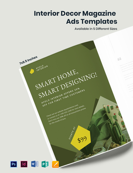 Interior Design Magazine Ads Template - InDesign, PSD | Template.net
