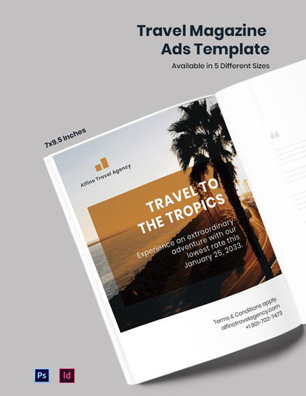 Free Basic Travel Magazine Ads Template - PSD | InDesign | Template.net