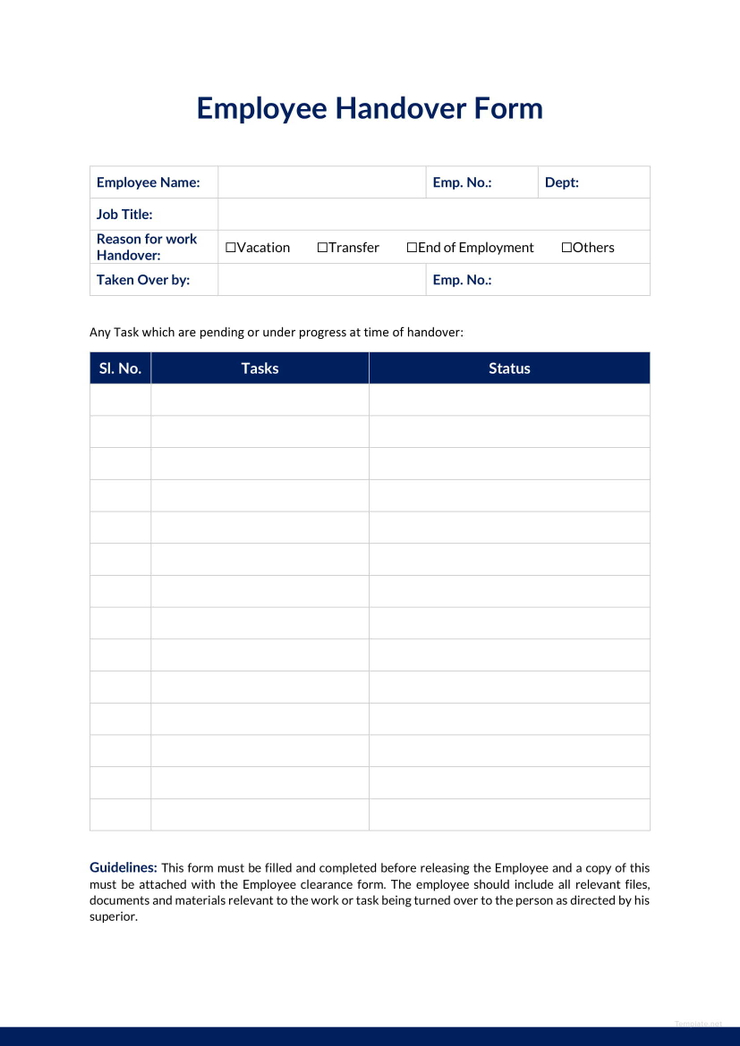 Project Handover Template