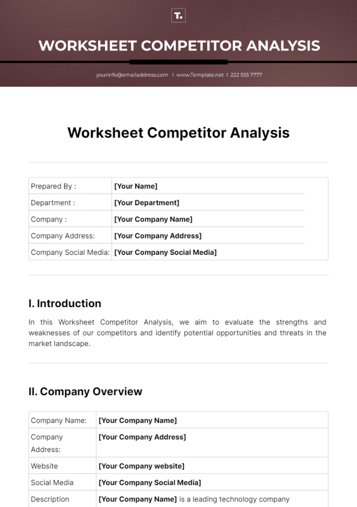 Free Competitor Analysis Templates To Edit Online Free Competitor Analysis Templates To Edit Online