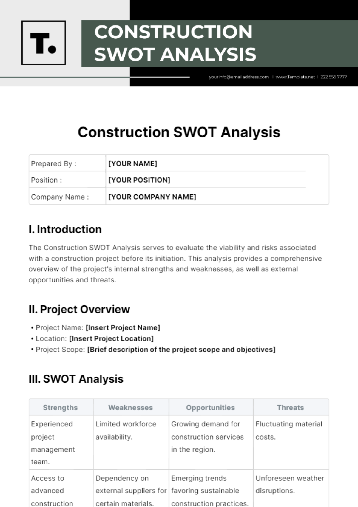 Free Construction SWOT Analysis Template To Edit Online Free Construction SWOT Analysis Template To Edit Online