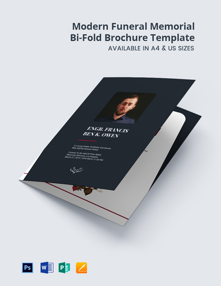 Free Modern Funeral Memorial Bi-Fold Brochure Template - PSD | Template.net