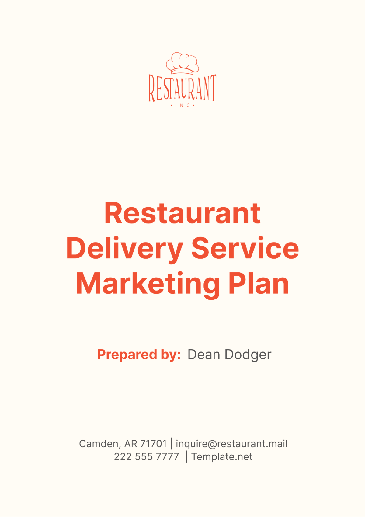 Restaurant Delivery Service Marketing Plan Template - Edit Online ...