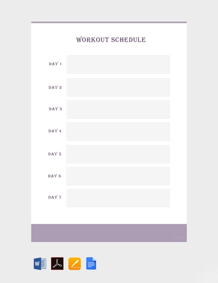 Daily Workout Schedule Template - PDF | Word | Apple Pages | Google Docs