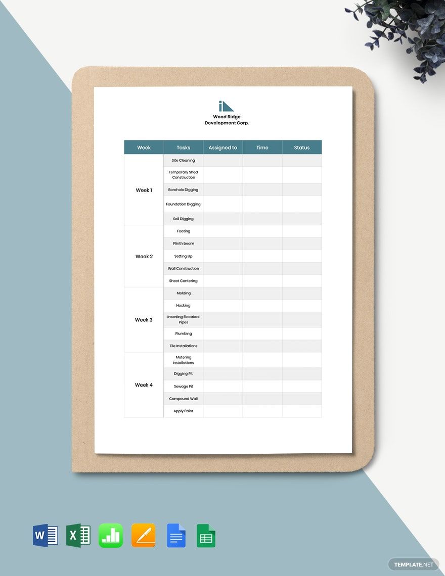 Weekly Commercial Construction Schedule Template Download In Word 