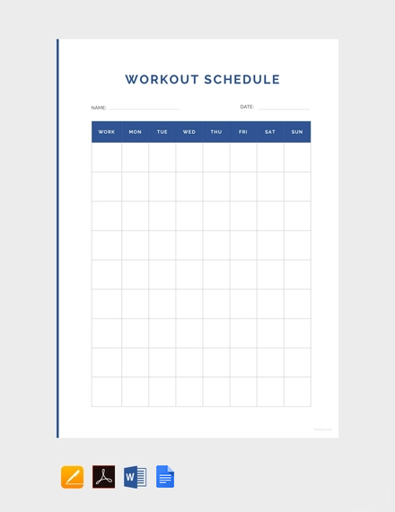 Daily Workout Schedule Template Google Docs Word Template