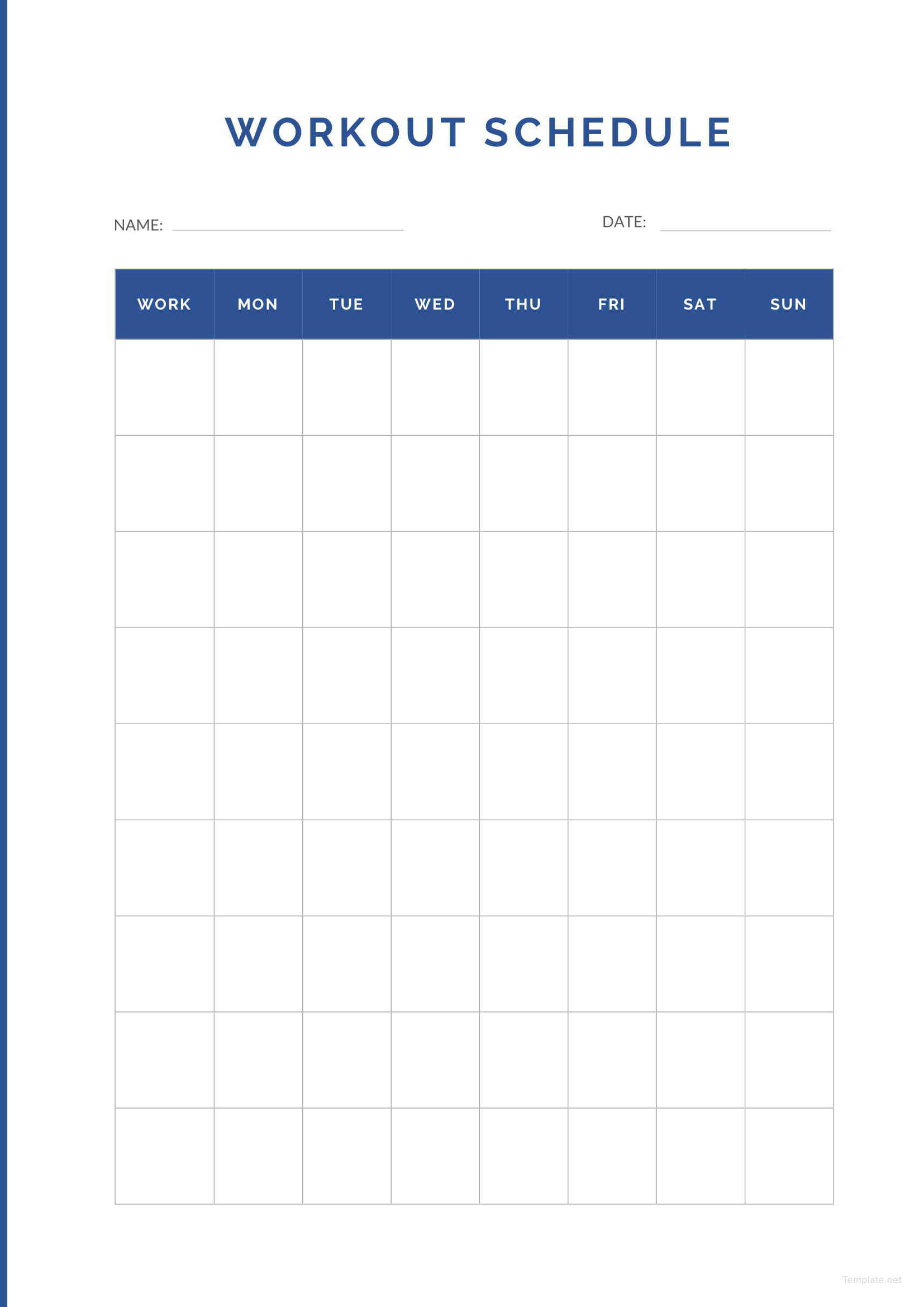 Simple Workout Schedule Template In Microsoft Word Template