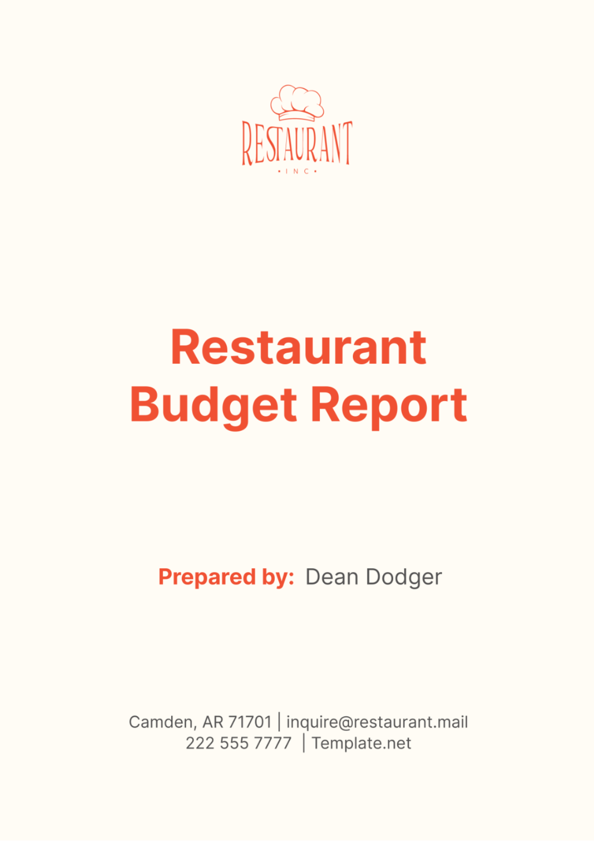 Restaurant Budget Report Template - Edit Online & Download Example ...