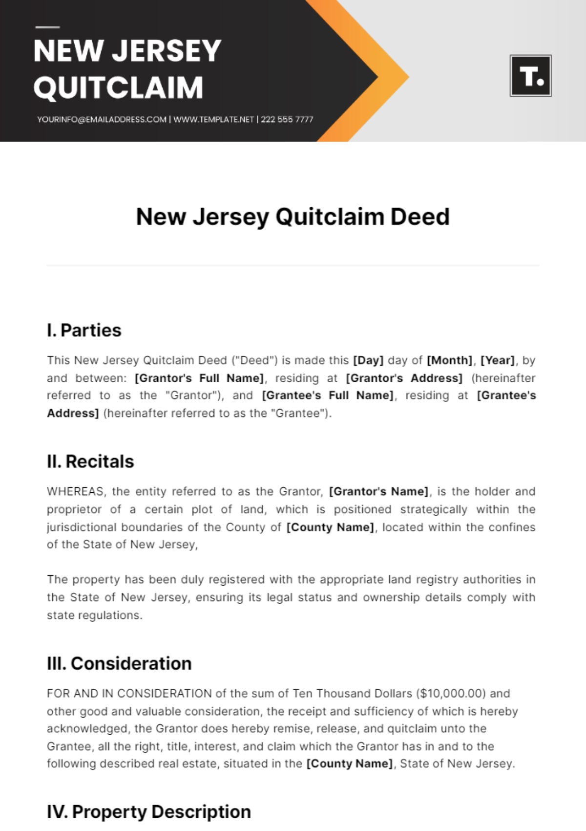 New Jersey Quitclaim Deed Template - Edit Online & Download Example ...