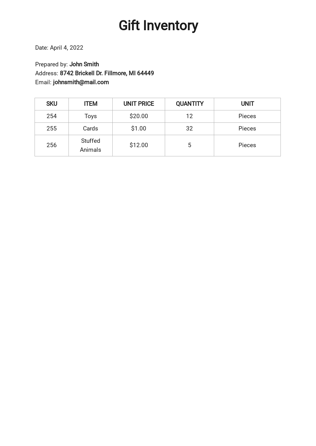 Free Sample Church Inventory Template - Excel, Word, Apple Numbers ...