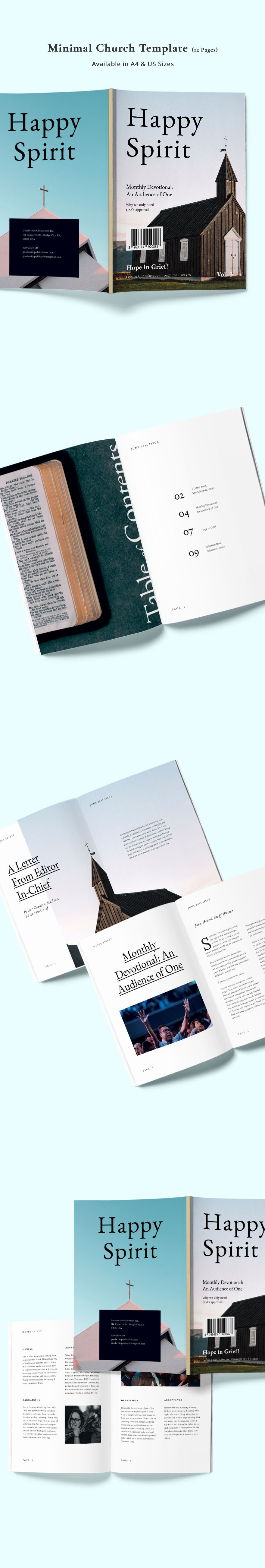 Minimal Church Template - InDesign, Word, Apple Pages, Publisher ...