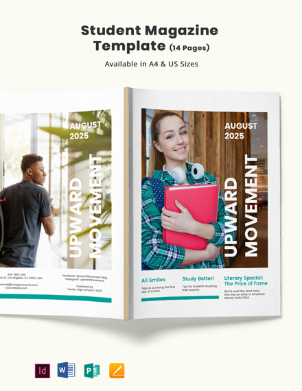 Free Basic Student Magazine Template - InDesign, Word | Template.net
