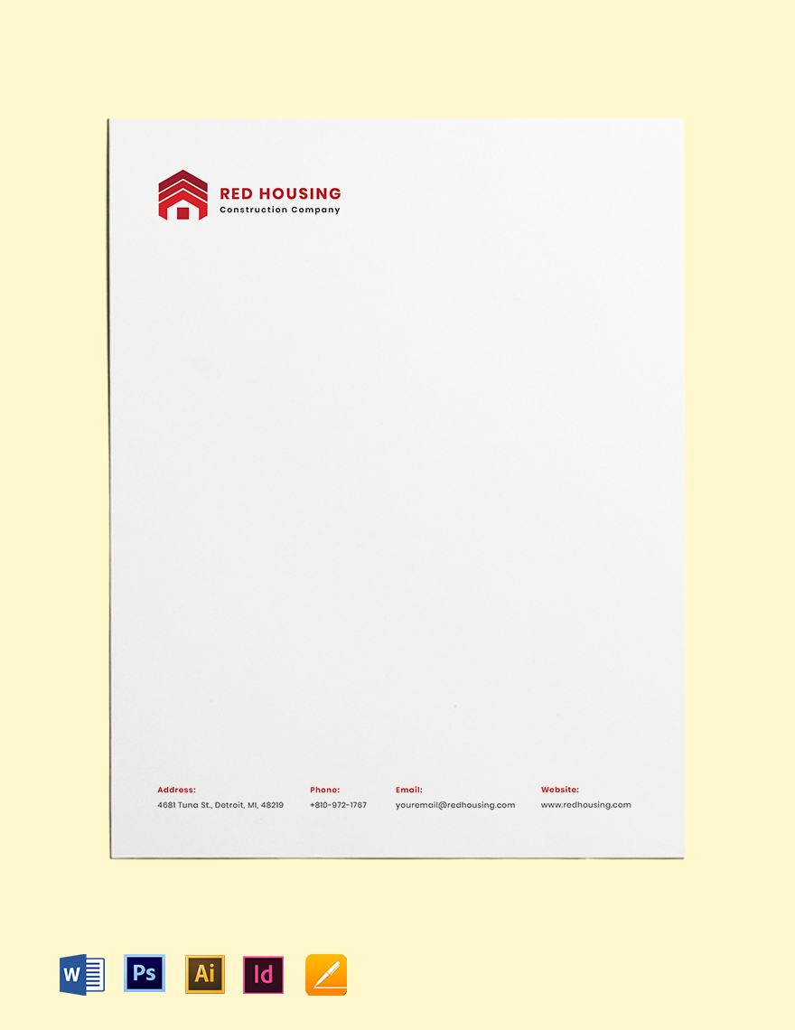 Free Sample Construction Letterhead Template - Illustrator, InDesign ...