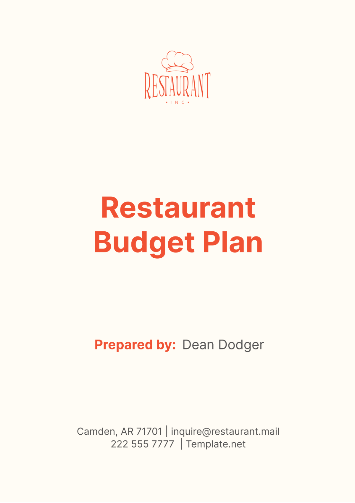 Restaurant Budget Plan Template - Edit Online & Download Example ...